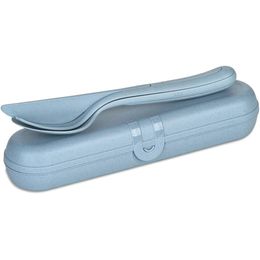 Koziol Besteck Etui + Besteckset KLIKK READY 2er-Set Nature Flower Blue - Campingbesteck