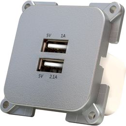 Haba Steckdose C-line USB viereckig 5 Volt silber - 12 / 24 V Einbausteckdosen