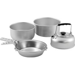 easy camp Adventure Cook Set Kochset Aluminium stapelbar 4-teilig Gr&ouml;&szlig;e M f&uuml;r 3 Personen - Kochgeschirr-Sets