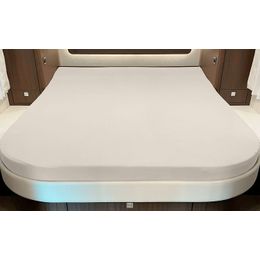 Spannbettlaken f&uuml;r Queensbett mit Abrundung oder Ecke Sand - Spannbettt&uuml;cher & Bettw&auml;sche von Bettwaren-Shop