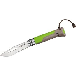 Opinel N&deg;08 Outdoor Taschenmesser mit Signalpfeife Klingenl&auml;nge 8,5 cm gr&uuml;n - Campingbesteck