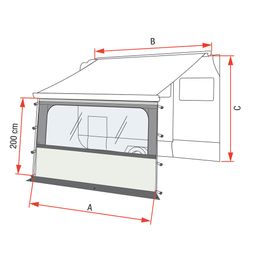 Fiamma Blocker Pro Vorderwand mit gro&szlig;em Fenster 550 - Markisenvorzelte & W&auml;nde
