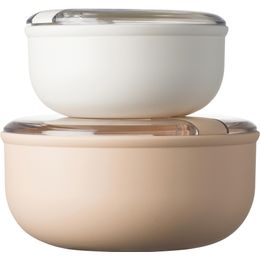 Omada Brotdose rund 2er Set beige - Lebensmittelbehälter / Vorratsdosen