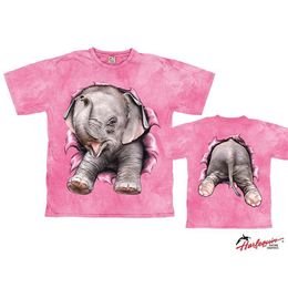 Harlequin Baby Elephant Kinder T-Shirt rosa 116 - Kinder T-Shirts & -hemden