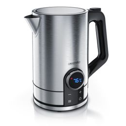 arendo Wasserkocher Edelstahl, 1,7 Liter 2200W mit Temperatureinstellung und LED-Display, Modell DIVINE, Silber