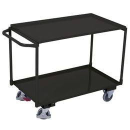 VARIOfit Tischwagen mit 2 Etagen, Wannen verschraubt, Rand 25 mm + EasySTOP - Anthrazitgrau