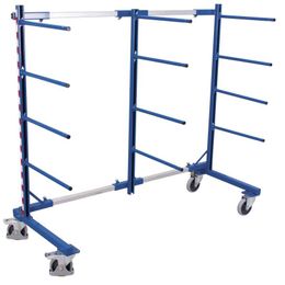 VARIOfit Tragarmwagen einseitig mit 3 Pfosten - Enzianblau