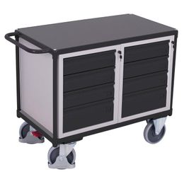 VARIOfit Werkstattwagen mit 8 Schubladen + EasySTOP - Anthrazitgrau