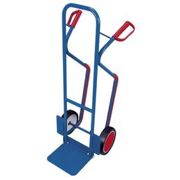 VARIOfit Stahlrohr-Stapelkarre 200 kg mit Klappschaufel und Gleitkufen (VG) - Enzianblau
