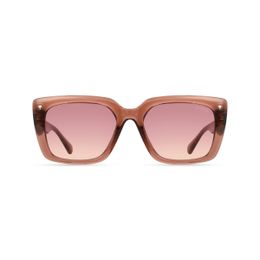 Guess GU8243 | Damen-Sonnenbrille | Fassung: Vollrand, Quadratisch, Kunststoff, Braun Transparent | Glasfarbe: Rose