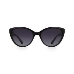 Fielmann OU 008 SUN CL | Damen-Sonnenbrille | Fassung: Vollrand, Butterfly, Propionat, Schwarz Gl&auml;nzend | Glasfarbe: Grau Verlaufend