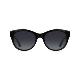 Fielmann LD 019 SUN CL | Damen-Sonnenbrille | Fassung: Vollrand, Oval, Acetat, Schwarz Gl&auml;nzend | Glasfarbe: Grau Verlaufend