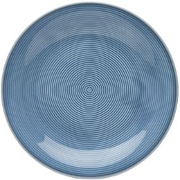 Dessertteller Van Well "Jive, Teller 21 cm, 6 Stück", blau, H:2,5cm Ø:21cm, Porzellan, Speiseteller, dezentes Spiraldekor, spülmaschinen-und mikrowellengeeignet