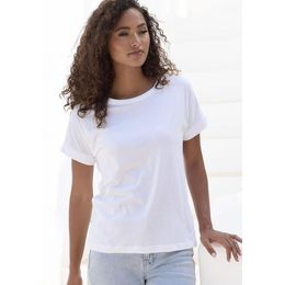 Copenhagen Studios T-Shirt 'mit dezentem Logoprint hinten' wei&szlig; Gr. M (38) f&uuml;r Damen. Rundhals und Logodruck. Bequem. Nachhaltig.