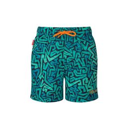 Trollkids Badeshorts "Haukland" in T&uuml;rkis/ Schwarz | Gr.: 128