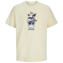 Jack & Jones Große Größen Jack&Jones T-Shirt mit Motiv-Print Farbe creme Größe: 6XL