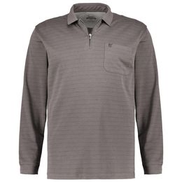 Große Größen Hajo Langarm-Poloshirt, bügelleicht Farbe grau Größe: 3XL