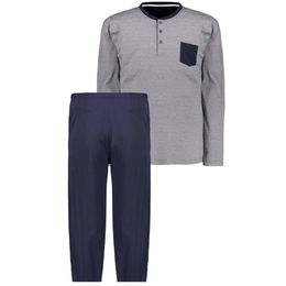 Große Größen Ceceba Langer Pyjama mit Serafinokragen Farbe marine Größe: 60/62