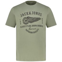 Jack & Jones Große Größen Jack&Jones T-Shirt mit Label-Print Farbe grün Größe: 4XL
