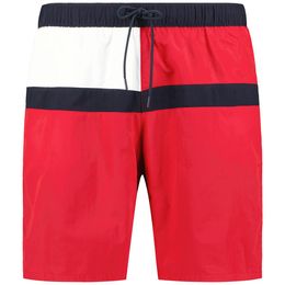 Große Größen Tommy Hilfiger Badeshorts im Colorblock-Design Farbe rot Größe: 5XL