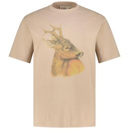 Große Größen Hubertus T-Shirt mit Motiv-Print Farbe beige Größe: 6XL