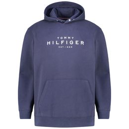 Große Größen Tommy Hilfiger Hoodie mit Label-Print Farbe marine Größe: 3XL