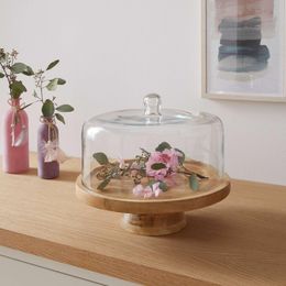 Servierplatte "Mangoholz" mit Glasglocke
