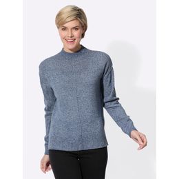WITT Damen Stehkragenpullover mit Ziernaht, mittig, jeansblau-meliert, Gr&ouml;&szlig;e 38