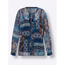 Heine Bluse Damen Gr&ouml;&szlig;e S blau / marine / cognac / wei&szlig;
