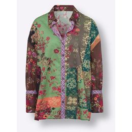 Heine Bluse Damen Gr&ouml;&szlig;e L/XL gr&uuml;n / dunkelgr&uuml;n / orange / dunkelrot