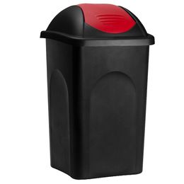 Stefanplast Mülleimer Schwarz/Rot Kunststoff 60L