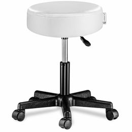 Casaria Rollhocker Kunstleder Weiß 360° drehbar
