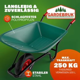 Gardebruk Schubkarre mit Kunststoffwanne 100L Luftbereifung &Oslash; 40cm 250kg Tragkraft