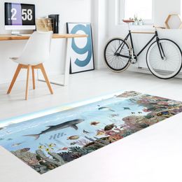 Bilderwelten Vinylteppich modern bunt Strand Aquarell - Faszinierende Kreaturen am Korallenriff - Unterwasser Kinderzimmer