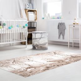 Bilderwelten Vinylteppich modern braun Wald Aquarell - Der B&auml;renk&ouml;nig Sepia - B&auml;ume Kinderzimmer