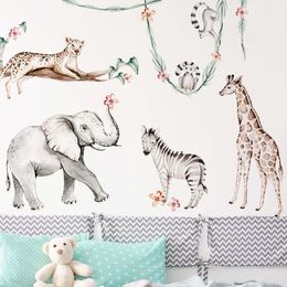 Bilderwelten Wandtattoo Tiere Illustration selbstklebend Wandaufkleber - XXL Aquarell Afrika Tiere Set - Affe Kinderzimmer Baby M&auml;dchen Jungen