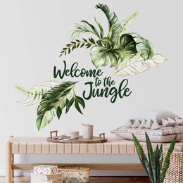 Bilderwelten Wandtattoo Spr&uuml;che Tropisch selbstklebend gr&uuml;n - Welcome to the Jungle - Bl&auml;tter Aquarell - Spr&uuml;che Jugendzimmer