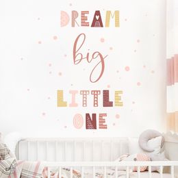 Bilderwelten Wandtattoo Spr&uuml;che modern selbstklebend Wandaufkleber - Dream big little one Rosa - Spr&uuml;che Kinderzimmer Baby M&auml;dchen Jungen