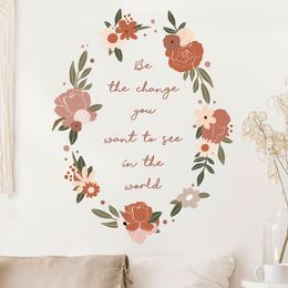 Bilderwelten Wandtattoo Blumen Illustration selbstklebend rosa - Blumen - Be the change - Motivation Jugendzimmer