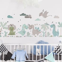 Bilderwelten Wandtattoo Tiere Digital Art 3D-Effekt bunt - Dino Set Pastell - Dinosaurier Kinderzimmer Baby M&auml;dchen Jungen