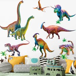 Bilderwelten Wandtattoo Tiere Illustration selbstklebend bunt - Regenbogen Dinosaurier Set - Dinosaurier Kinderzimmer Baby M&auml;dchen Jungen