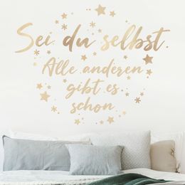 Bilderwelten Wandtattoo Spr&uuml;che modern Aquarell Wandaufkleber - Sei du selbst Gold - Himmel Jugendzimmer