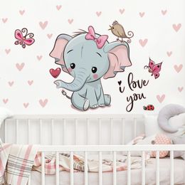 Bilderwelten Wandtattoo Tiere modern selbstklebend Wandaufkleber - Elefant I love You - Herz Kinderzimmer Baby M&auml;dchen Jungen