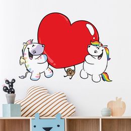 Bilderwelten Wandtattoo Pummeleinhorn - Gro&szlig;es Herz - Wandsticker Wandaufkleber S-XXL Kinderzimmer Babyzimmer M&auml;dchen Jungen
