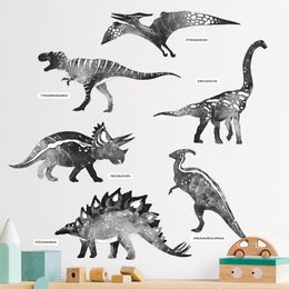 Bilderwelten Wandtattoo Tiere Illustration selbstklebend schwarz weiss - Dinosaurier Silhouette - Dinosaurier Kinderzimmer Baby M&auml;dchen Jungen