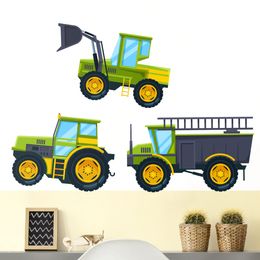Bilderwelten Wandtattoo Fahrzeuge Illustration selbstklebend Wandaufkleber - Traktor und Co - Fahrzeuge Kinderzimmer Baby M&auml;dchen Jungen