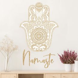Bilderwelten Wandtattoo Spr&uuml;che Orientalisch selbstklebend gold - Namaste - Hamsa Hand Gold - Spr&uuml;che Wohnzimmer Schlafzimmer