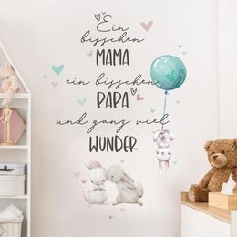 Bilderwelten Wandtattoo Tiere modern selbstklebend grau - Ein bisschen Mama ein bisschen Papa - Spr&uuml;che Kinderzimmer Baby M&auml;dchen Jungen