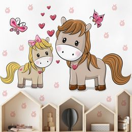 Bilderwelten Wandtattoo Tiere Digital Art selbstklebend beige - Pferd Pony Set - Pferde Kinderzimmer Baby M&auml;dchen Jungen