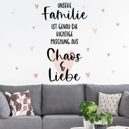 Bilderwelten Wandtattoo Spr&uuml;che modern selbstklebend Wandaufkleber - Familie, Liebe & Chaos Herzen - Familie Wohnzimmer Schlafzimmer